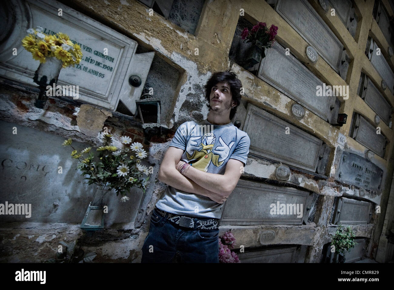 Boy in the cemetery Stock Photo - Alamy