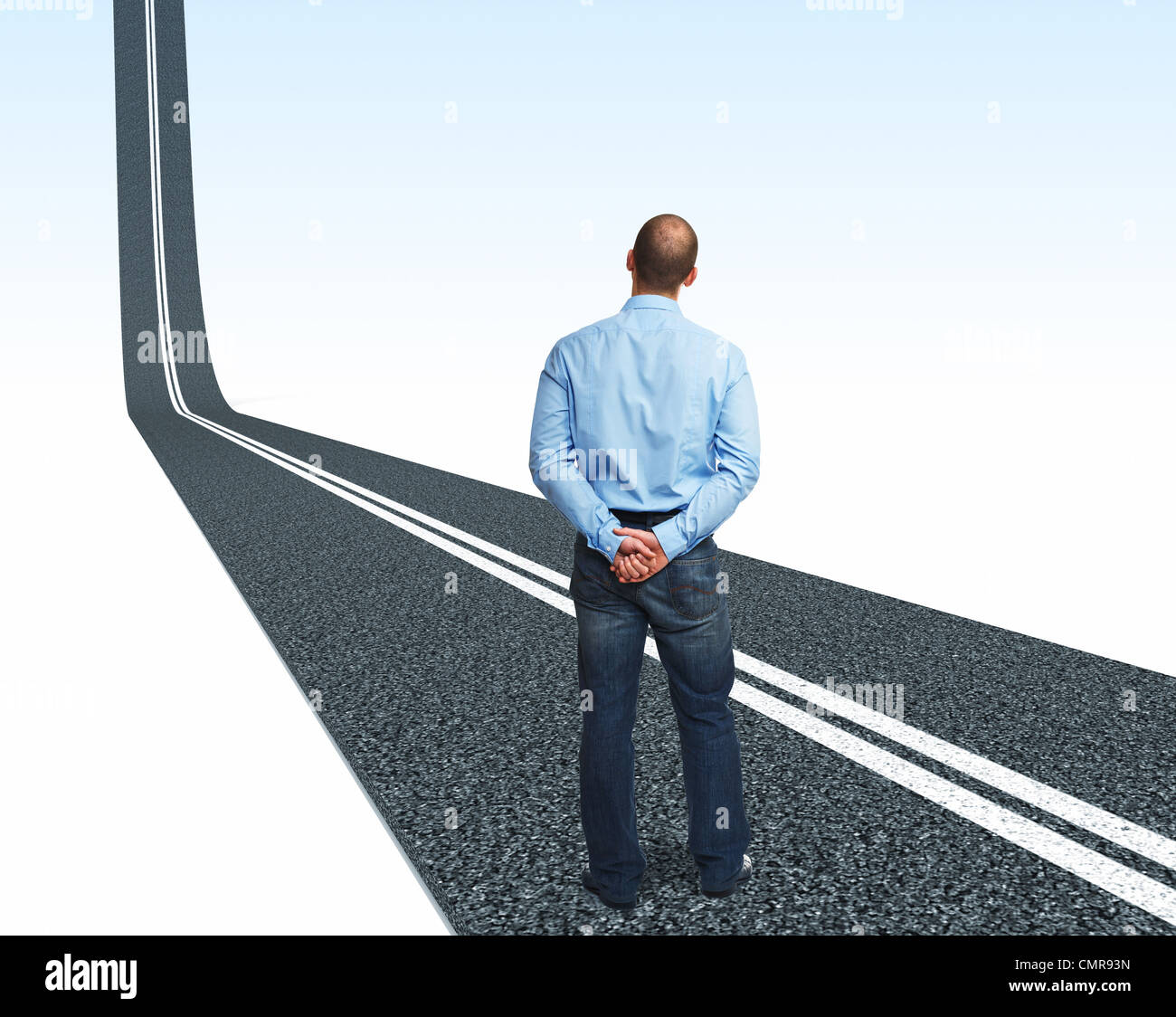 man back view and 3d street Stock Photo - Alamy