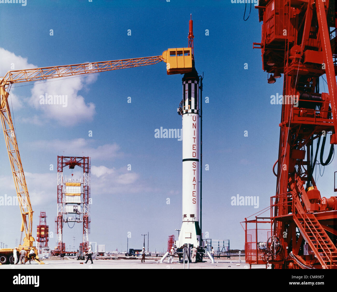 1960s PREPARING GEMINI ROCKET FOR LAUNCH CAPE CANAVERAL FLORIDA Stock ...