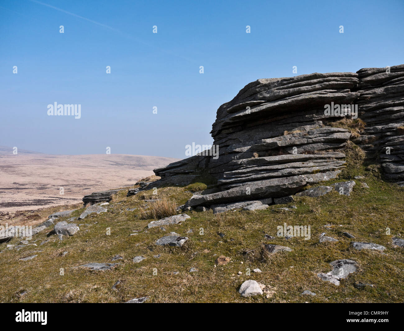 Granite outcrop formations at Watern Tor Dartmoor Devon UK Stock Photo ...