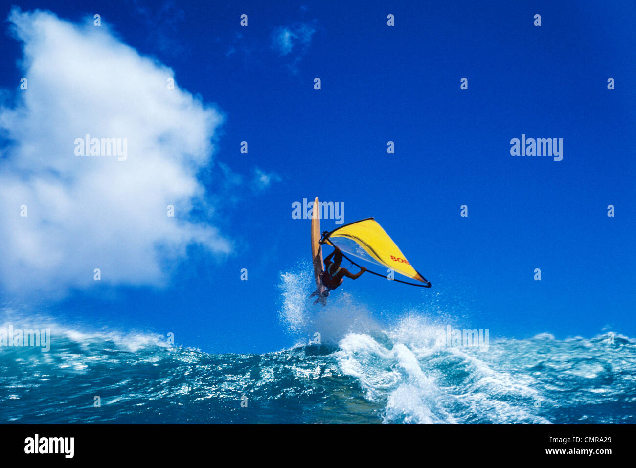 1980s WIND SURFER AIRBORNE Stock Photo - Alamy