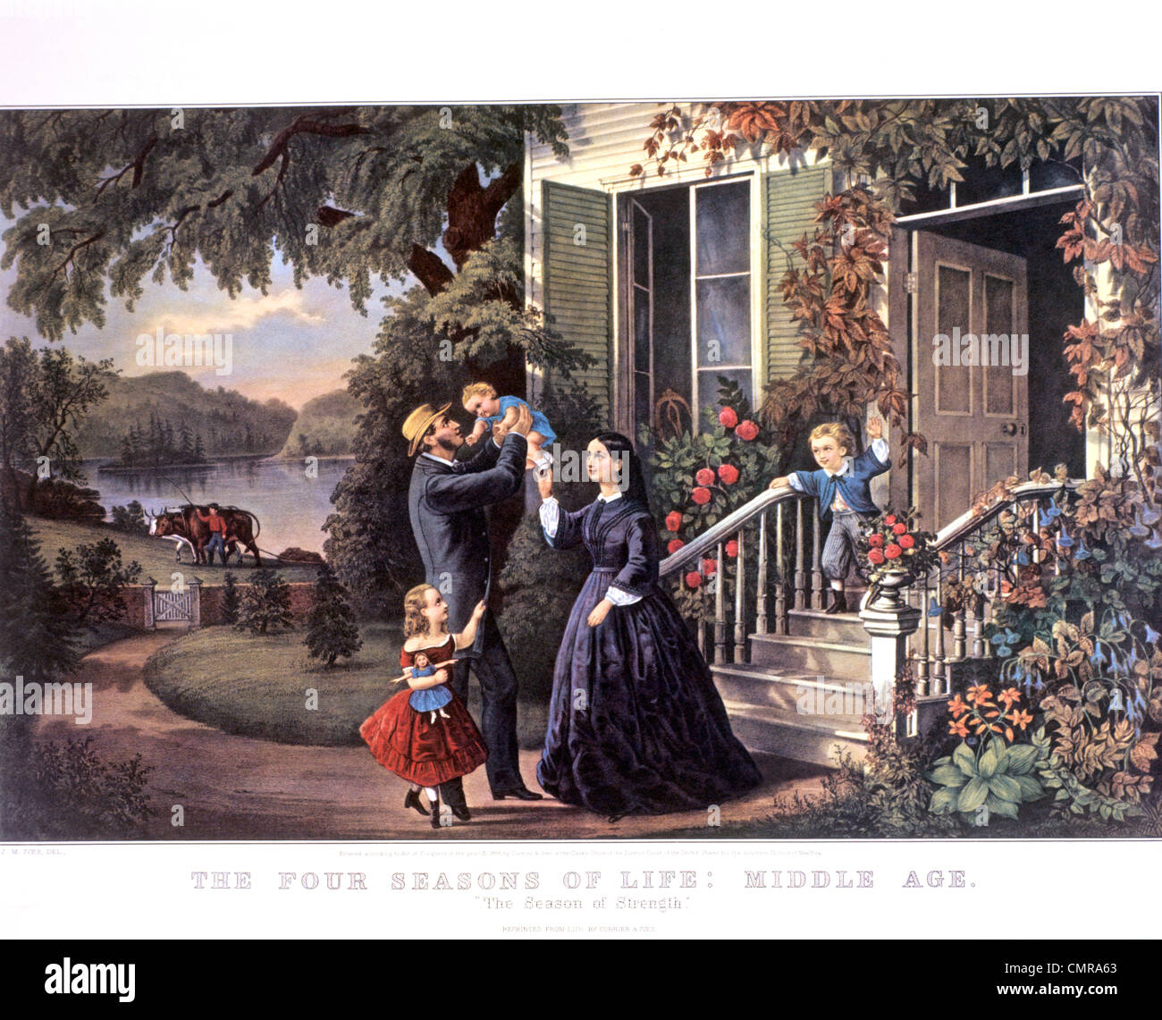 1800s THE SEASONS OF LIFE MIDDLE AGE SEASON OF STRENGTH CURRIER & IVES ...