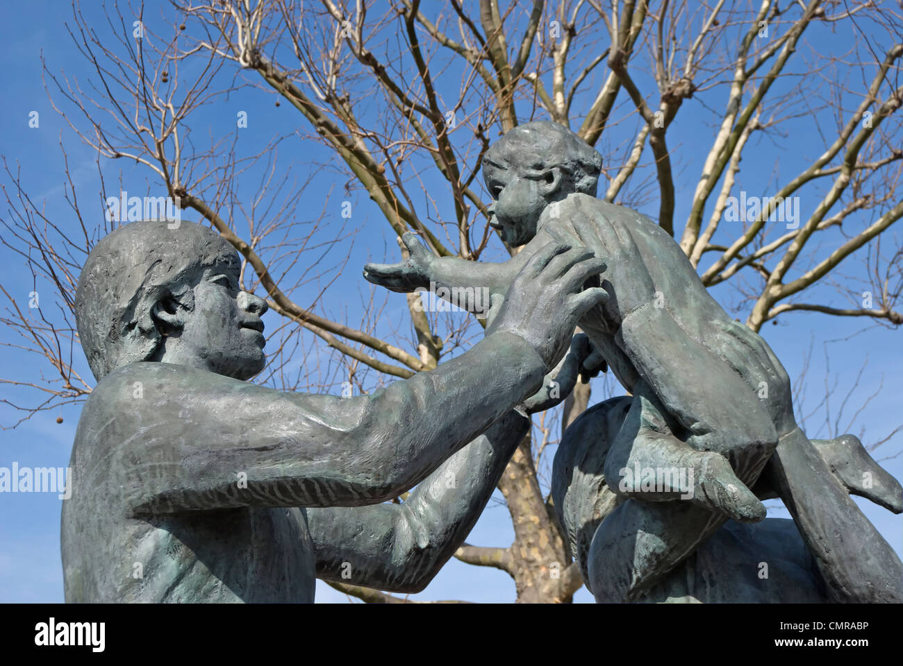 detail of in town, a bronze sculpture by john ravera, in battersea ...