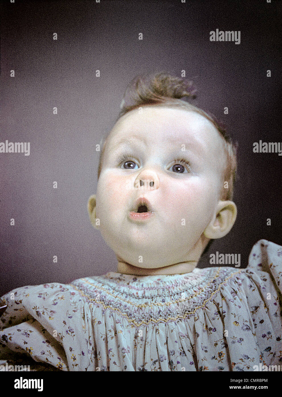 1940s 1950s PORTRAIT BABY CUTE FACIAL EXPRESSION OF AWE WONDER SURPRISE ...