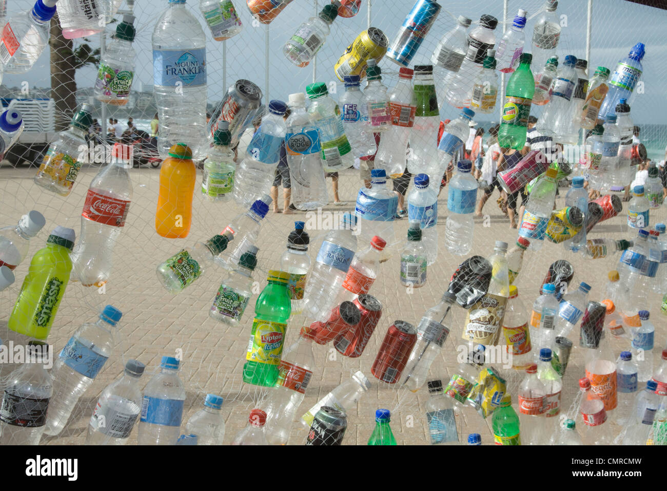 Plastic litter and cans collected on Manly beach Sydney, Australia ...
