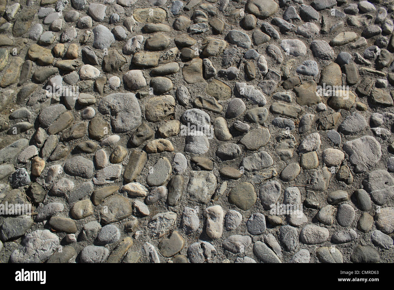 Grey cobblestone texture of a ground with many stones Stock Photo - Alamy