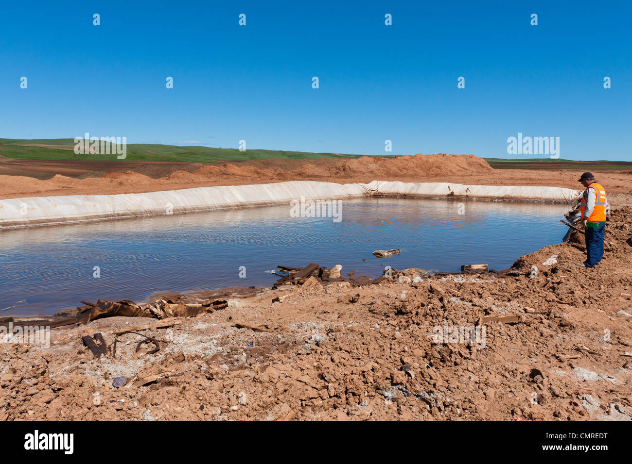 Sewage water generated during the drilling of oil wells in Russia Stock ...