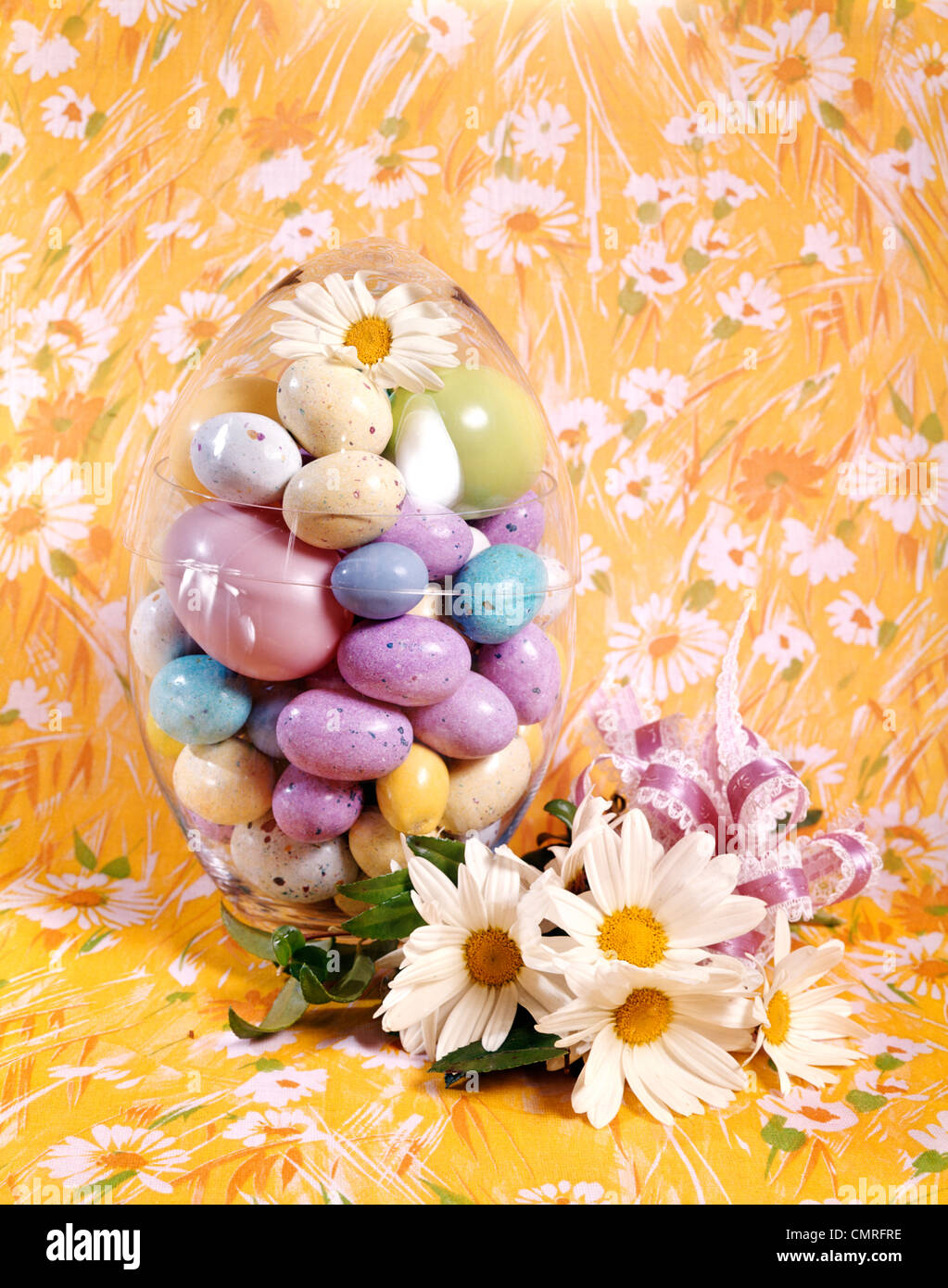1970s EASTER STILL LIFE MALTED CANDY EGGS INSIDE EGG SHAPED CONTAINER ...