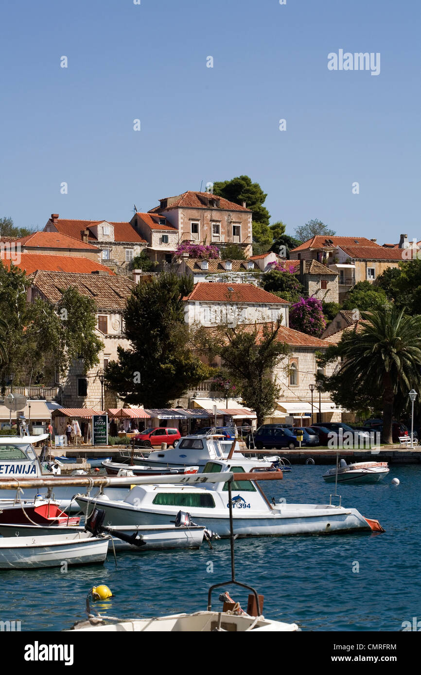Small fishing and pleasure boats by the seafront at the town of Cavtat ...