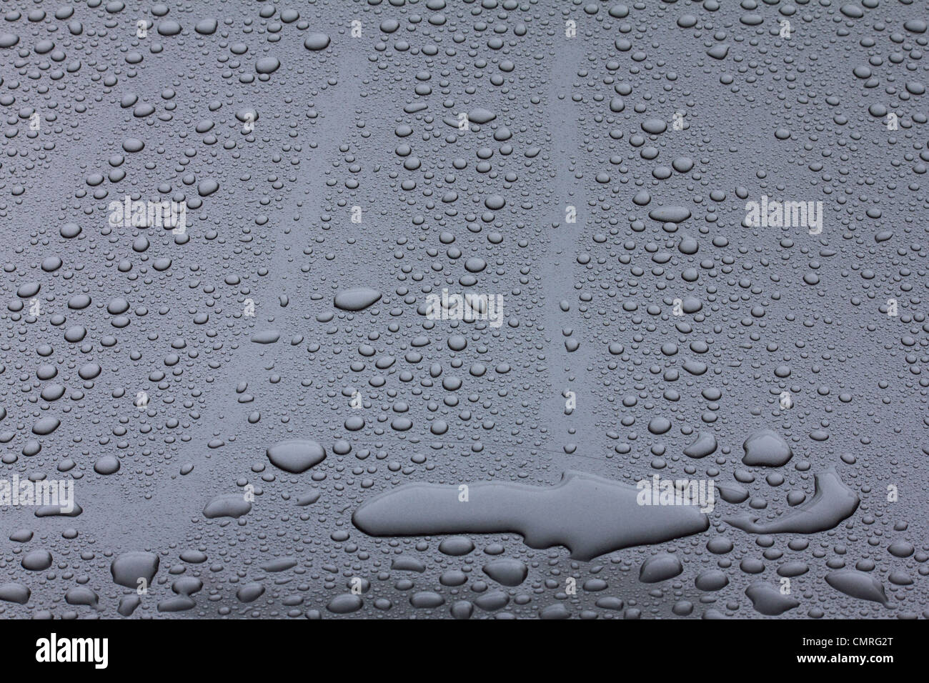 Droplets of rain on a well waxed grey car bonnet Stock Photo - Alamy
