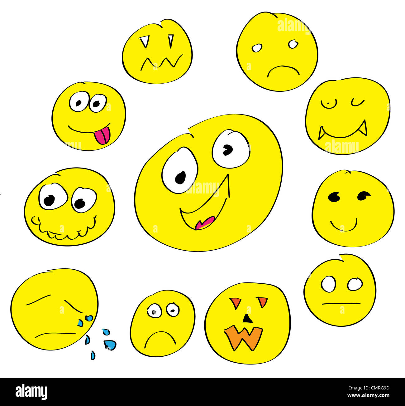 Funky yellow emoticons in various feeling Stock Photo - Alamy