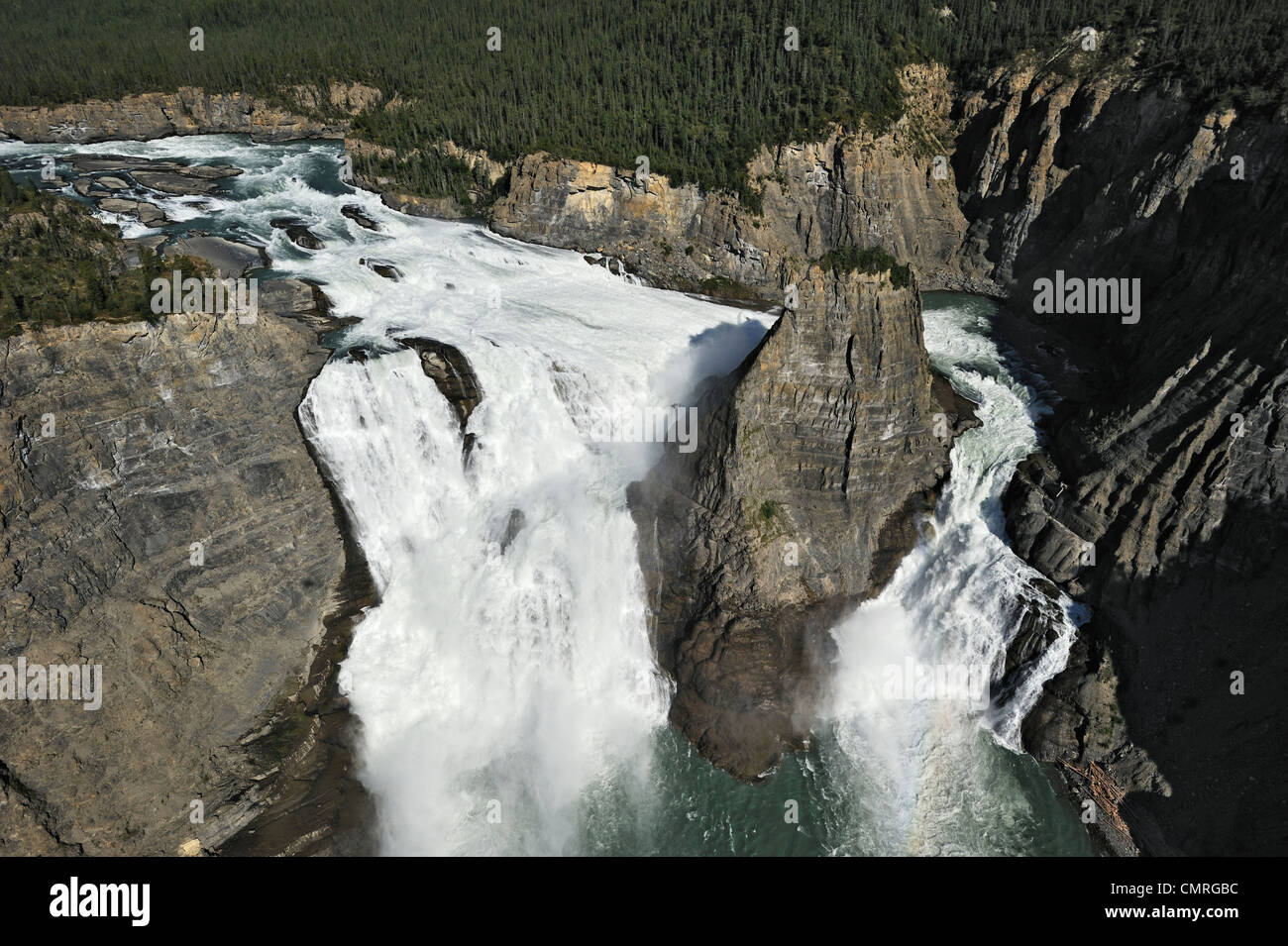 Aerial view of Virginia Falls, one of Canada's largest waterfalls ...