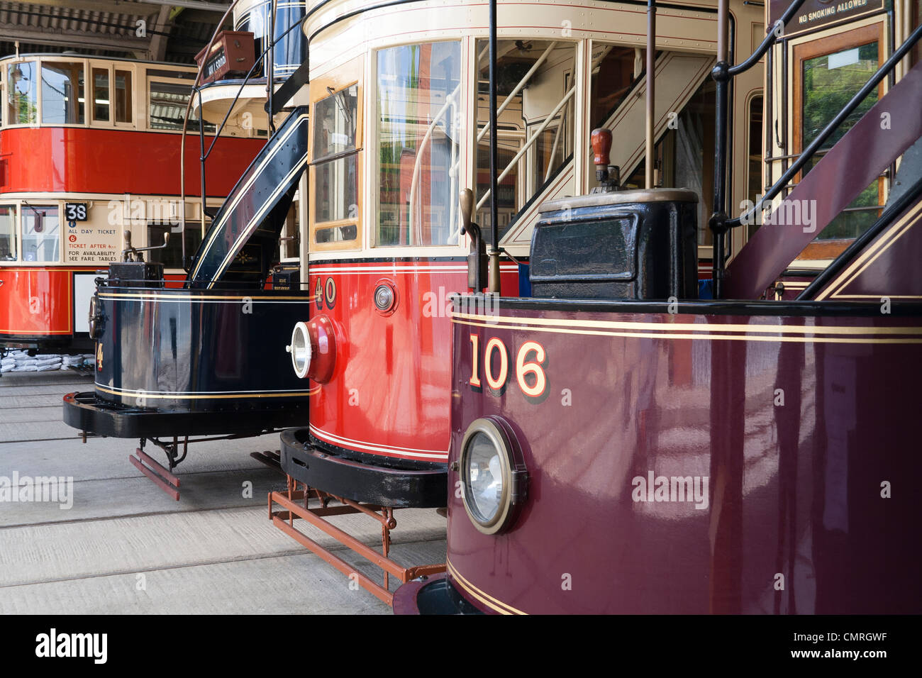 Trams at Crich tramway museum, Derbyshire Stock Photo - Alamy