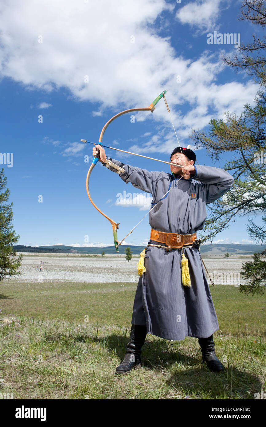 Portrait of Archer at Naadam festival , Khatgal , Khovsgol, Mongolia ...