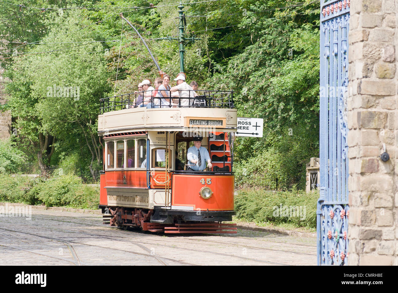 Visitors on A Tram at the Crich tramway museum, Derbyshire Stock Photo ...