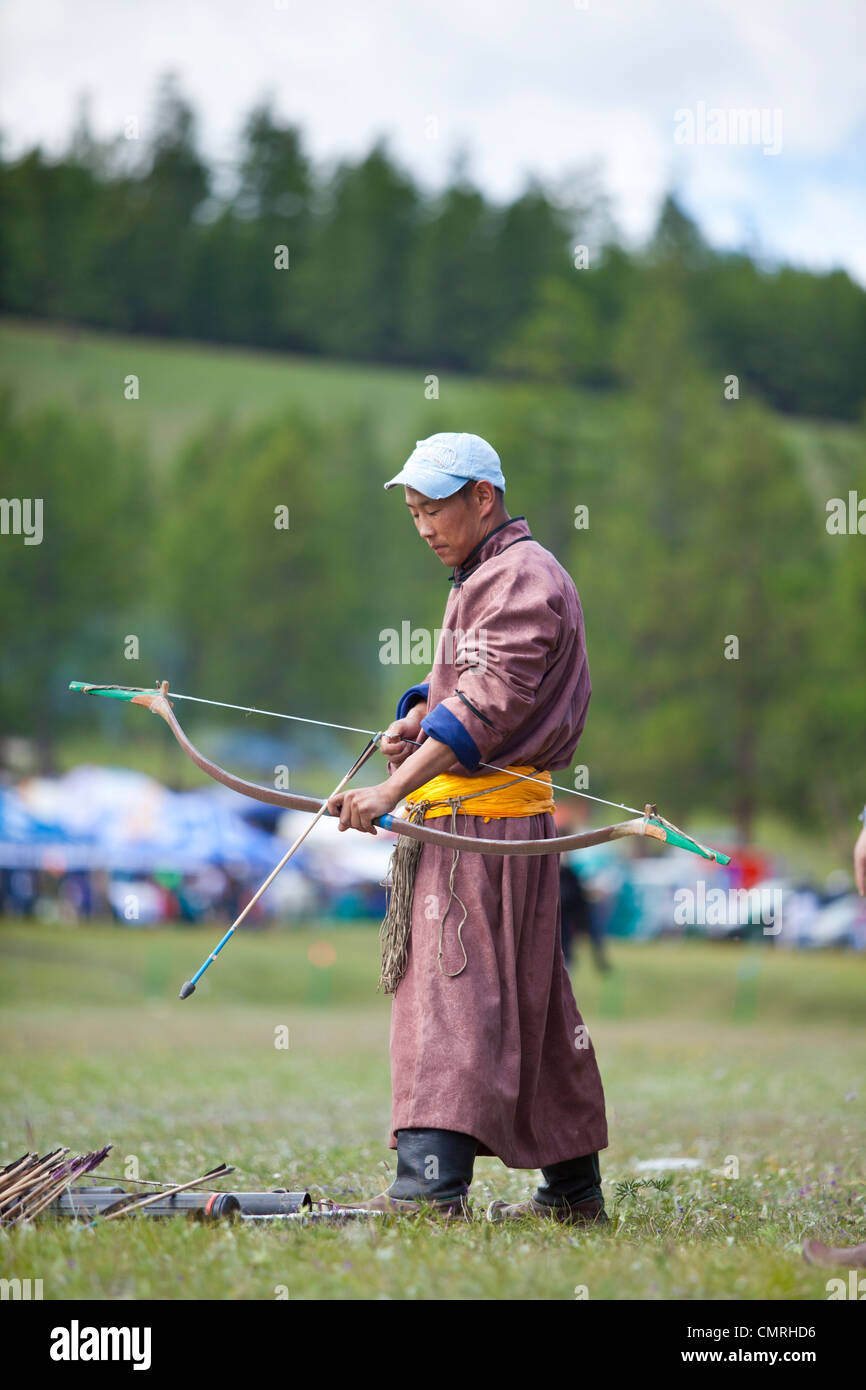 Portrait of Archer at Naadam festival , Khatgal , Khovsgol, Mongolia ...
