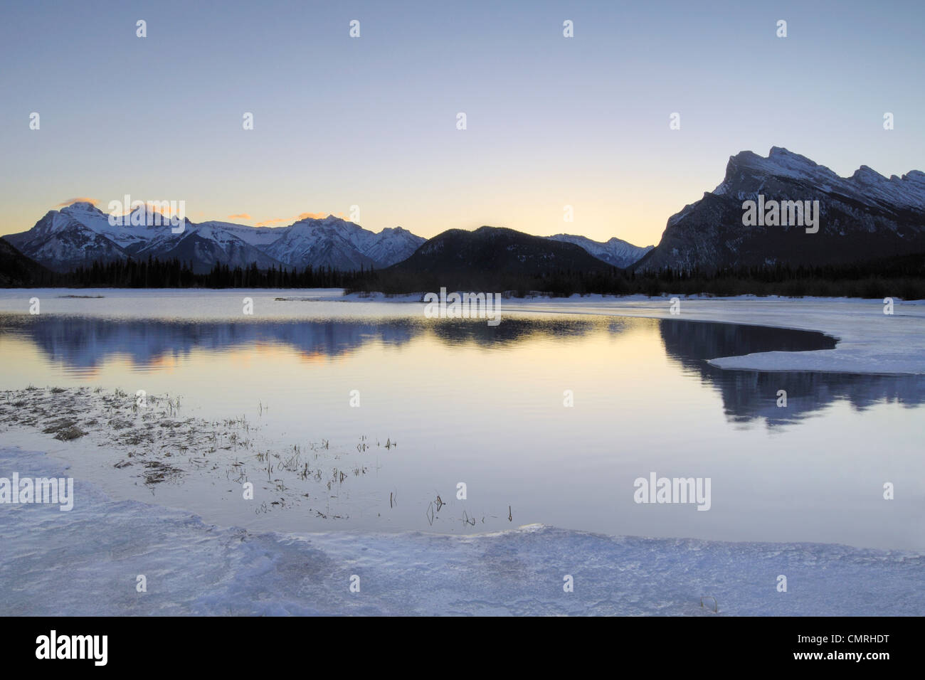 Mount Rundle and Vermillion Lakes, Banff National Park, Alberta Stock ...