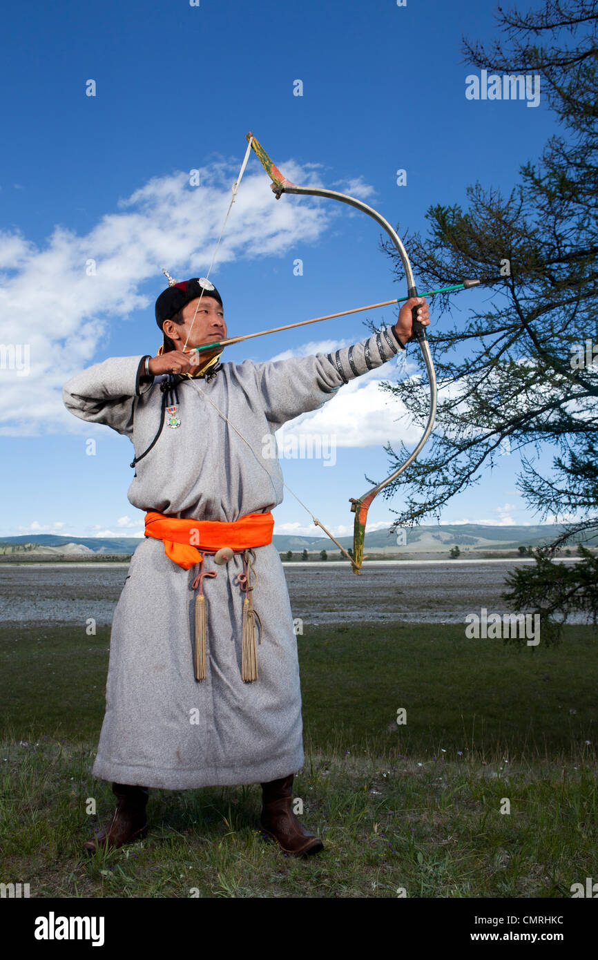 Portrait of Archer at Naadam festival , Khatgal , Khovsgol, Mongolia ...