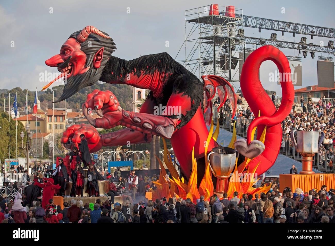 Carnaval de Nice 2012. cartoon effigy of Olympic devil during Carnival ...