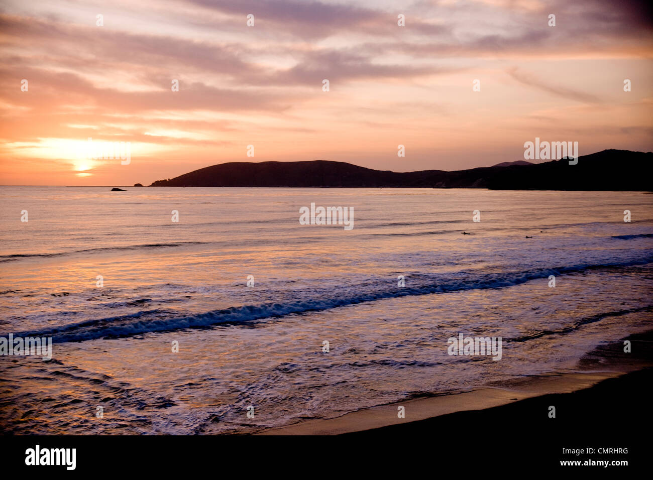 Shell Beach California, sunset, horizon skyline, shell beach, surfers ...