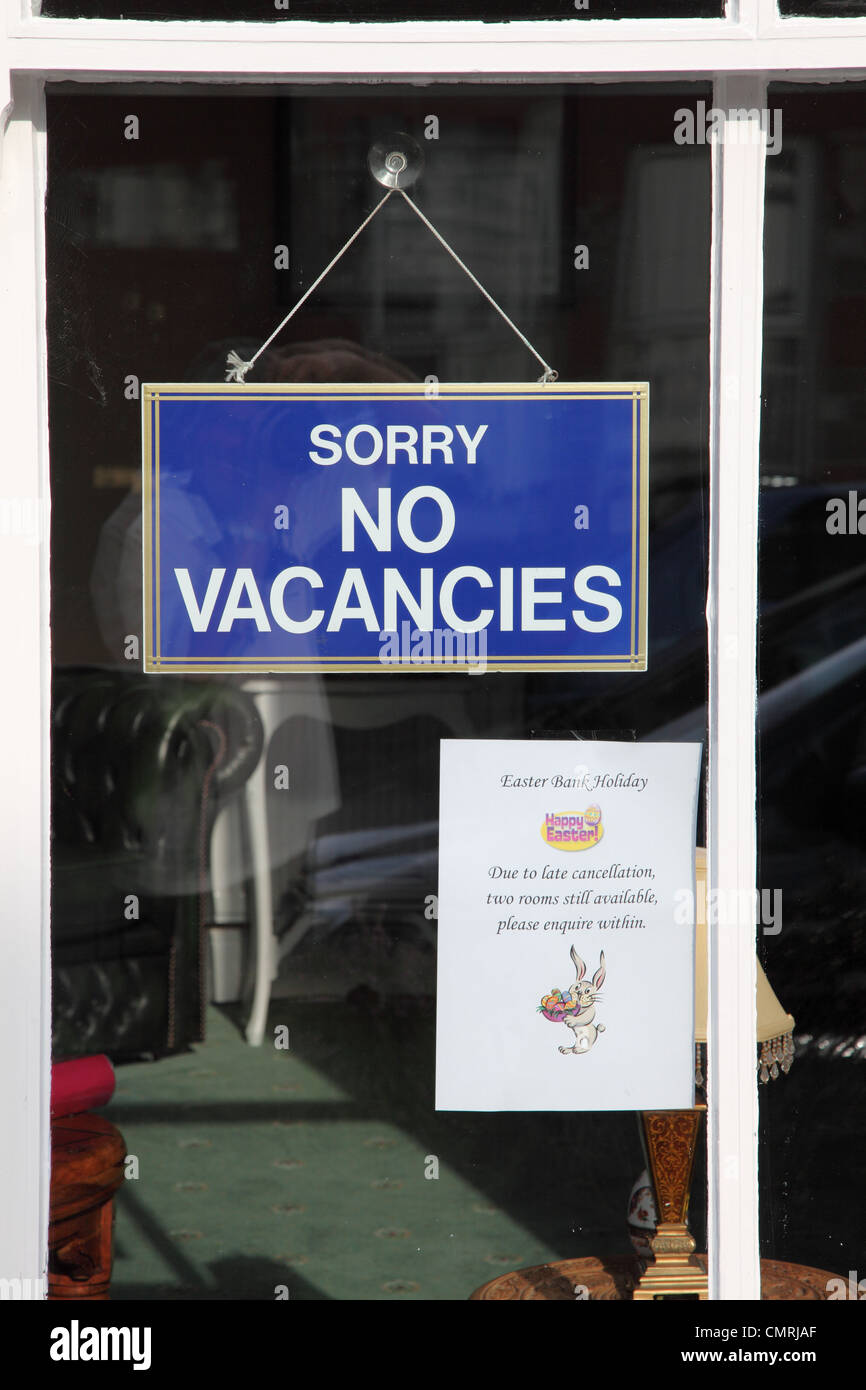 Sorry No Vacancies sign at guest house or B&B Keswick Cumbria NW ...