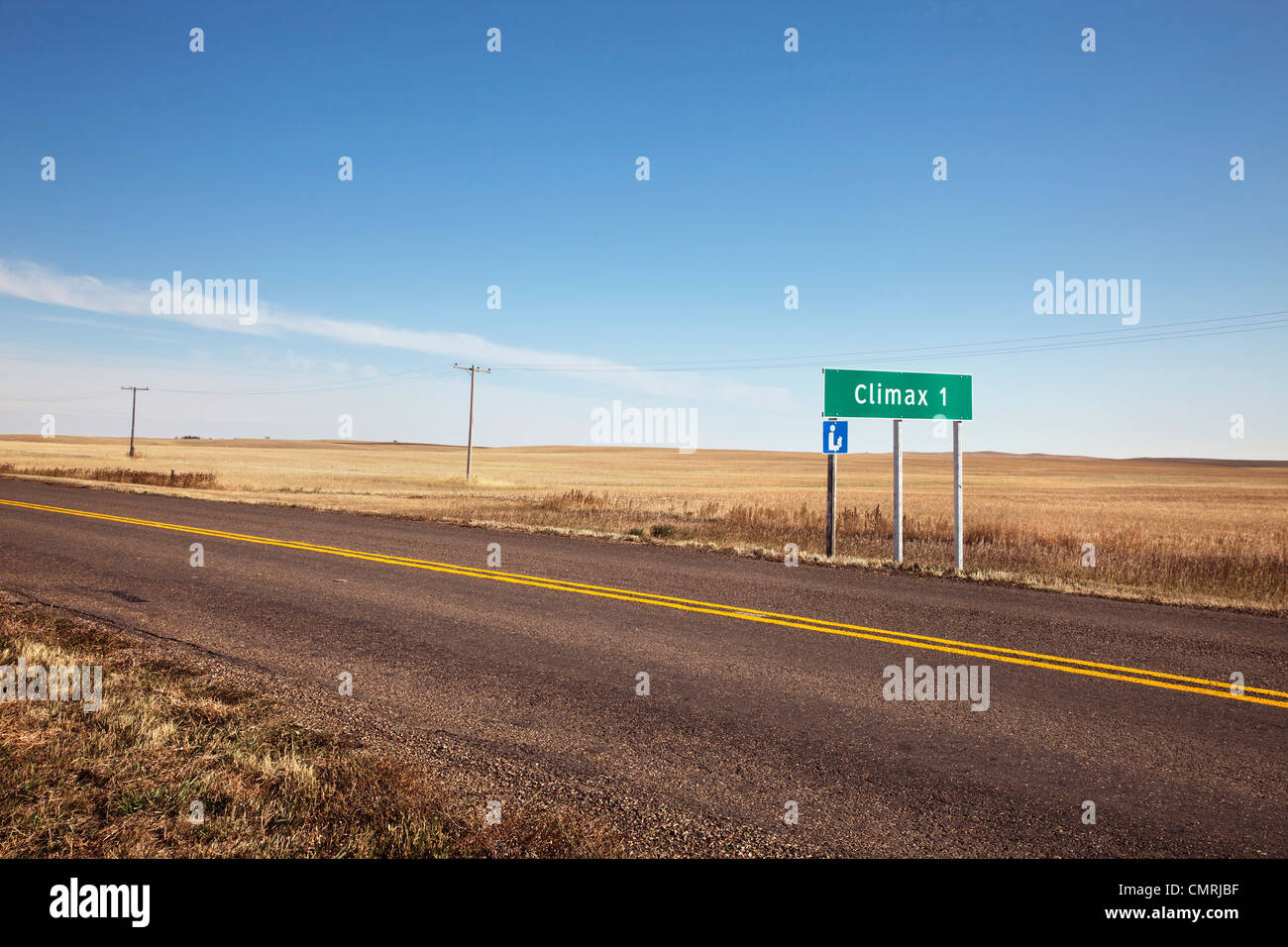 Road sign for Climax, Saskatchewan, Canada Stock Photo - Alamy