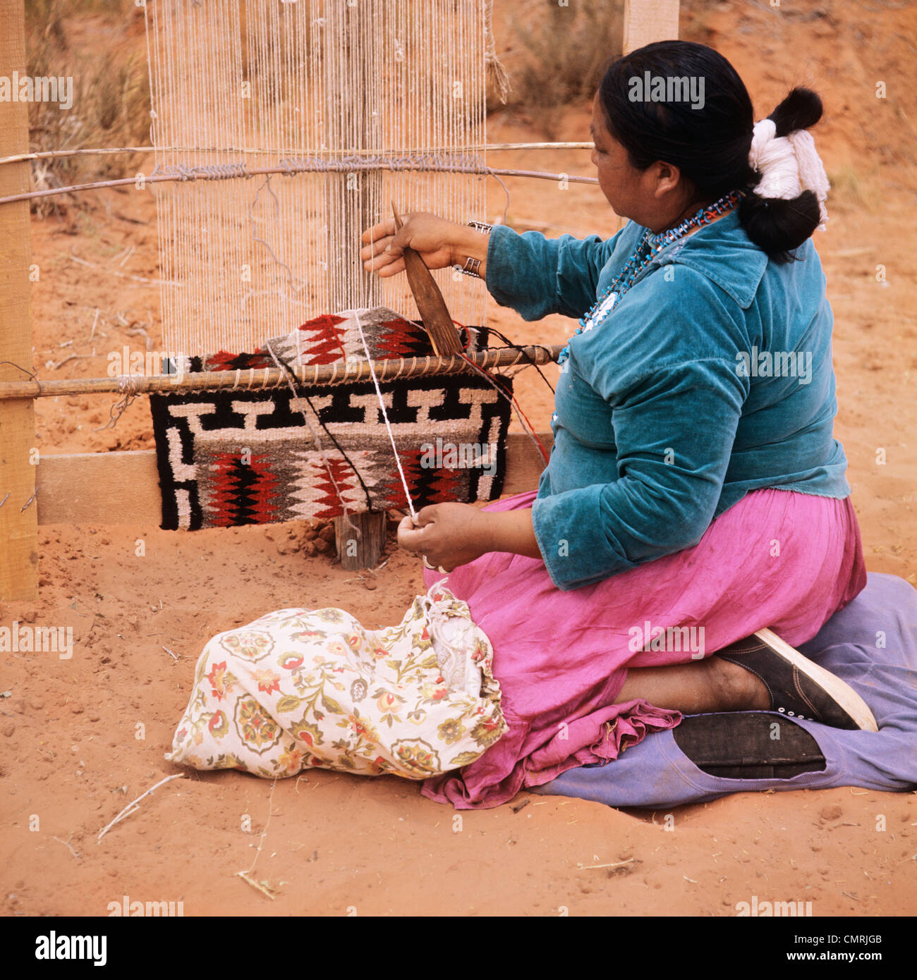 Navajo indian woman weaving rug hi-res stock photography and images - Alamy