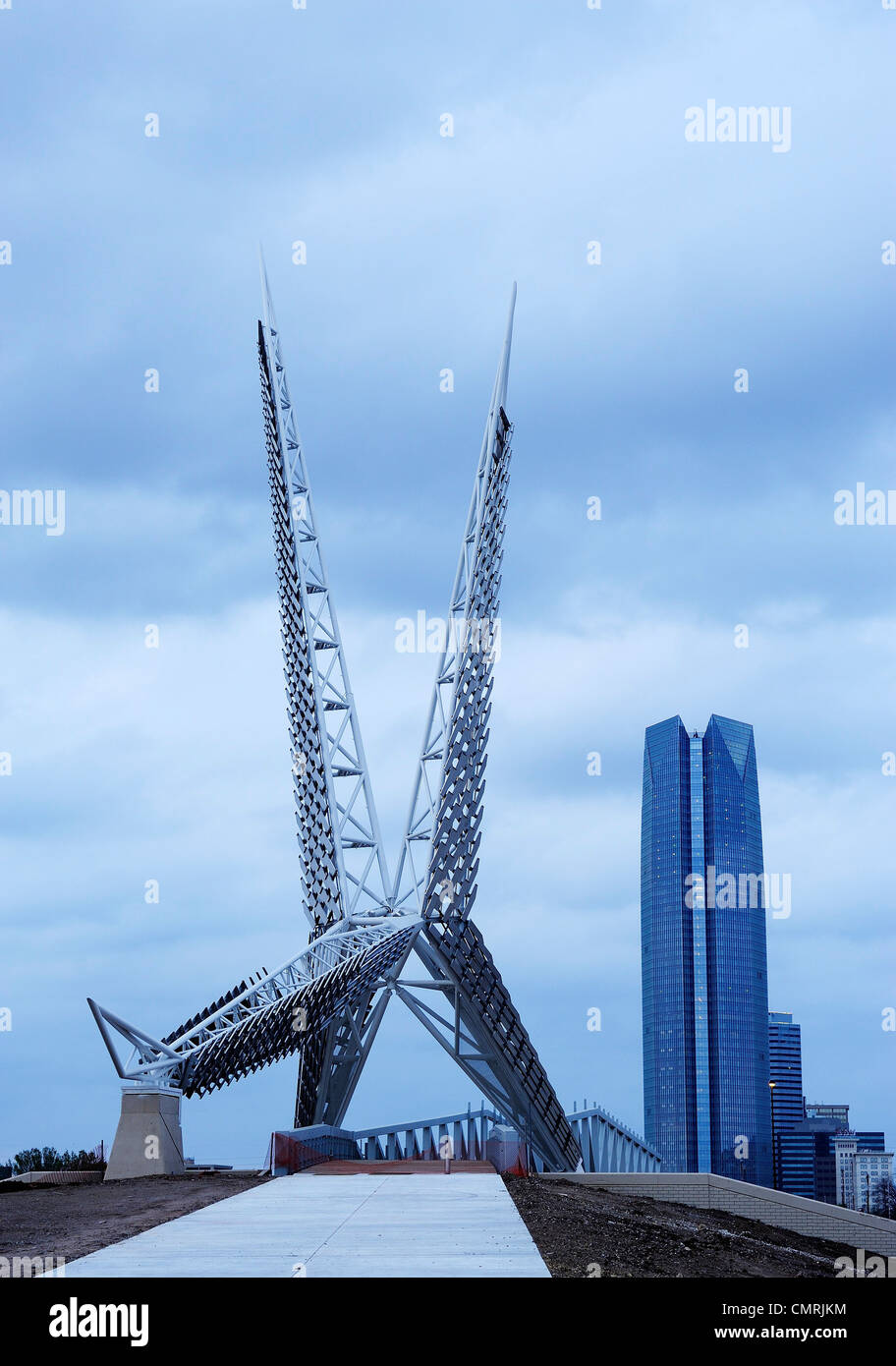 Skydance Bridge over newly constructed I-40 in Oklahoma City with Devon ...