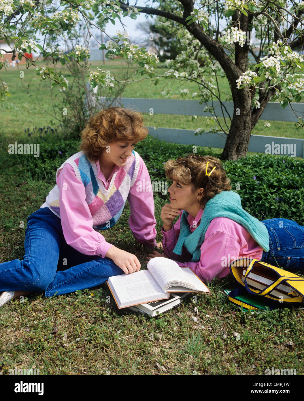 Two girls study talk hi-res stock photography and images - Alamy