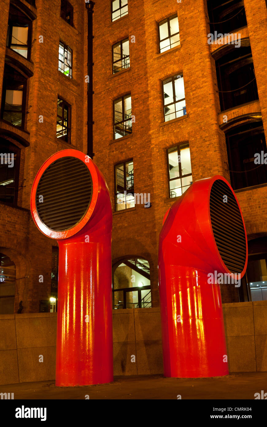 Big red funnels outside refurbished dockyard buildings in Liverpool's ...