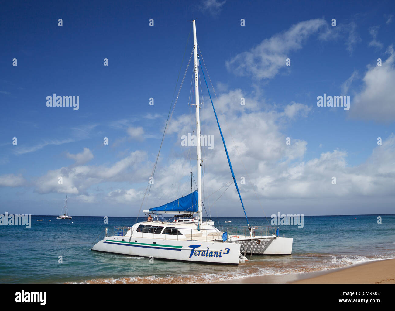 Teralani sailboat offers tours from Kaanapali Beach on Maui Stock Photo ...