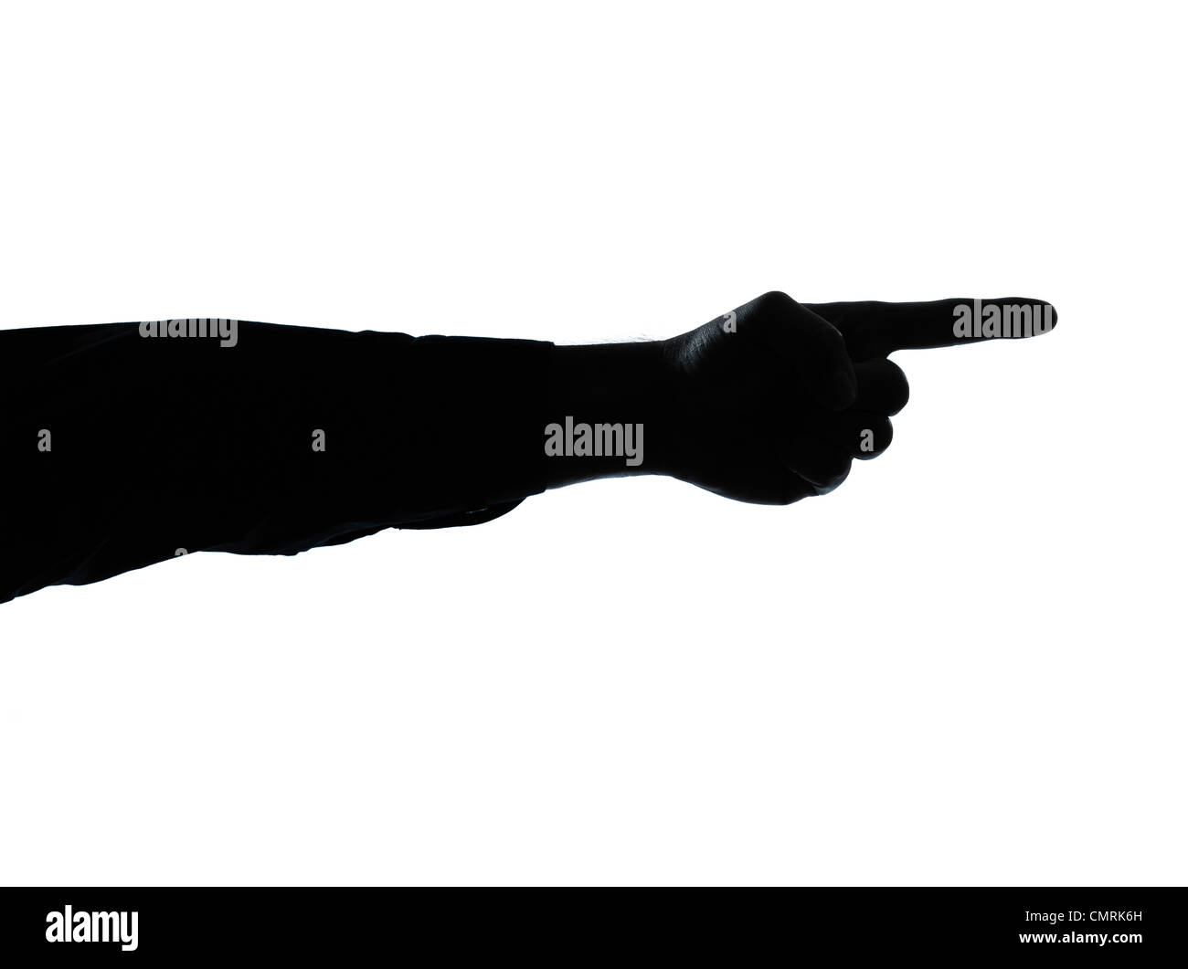 one caucasian close up detail one man hand pointing silhouette in ...