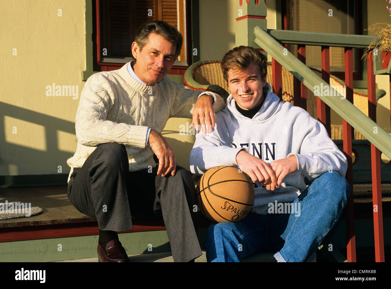 1992 1990s FATHER SON STEPS PORTRAIT PORCH Stock Photo - Alamy