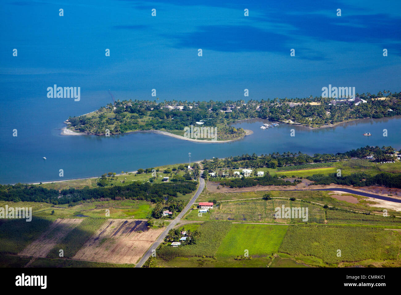 Sonaisali Island Resort, and farmland, near Nadi, Viti Levu, Fiji ...