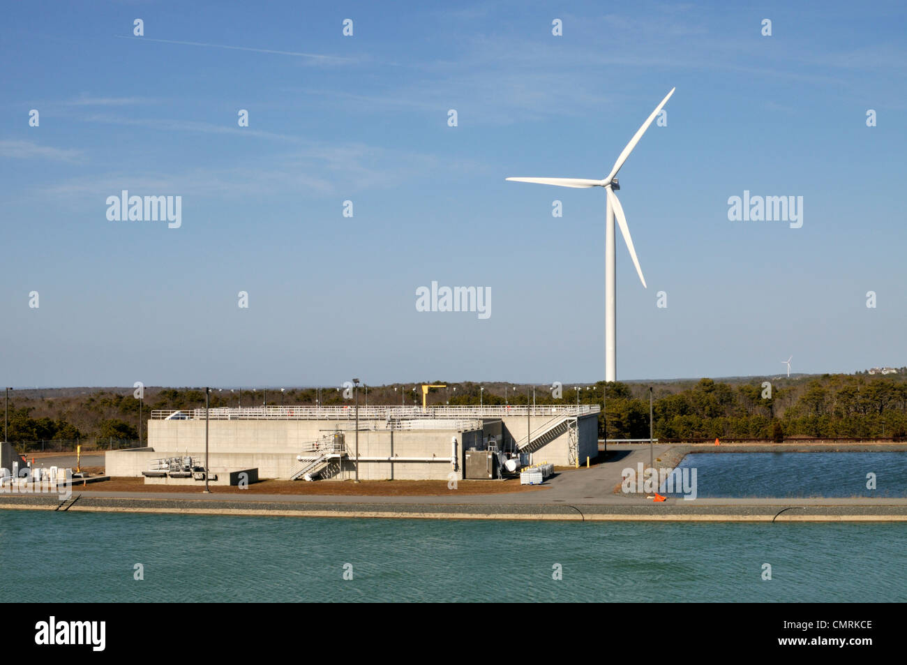 Wind turbine at wastewater treatment facility in Falmouth, Cape Cod ...
