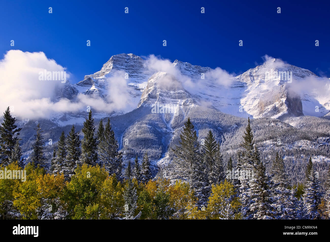 Mount Rundle after light snowfall, Banff National Park, Alberta Stock ...