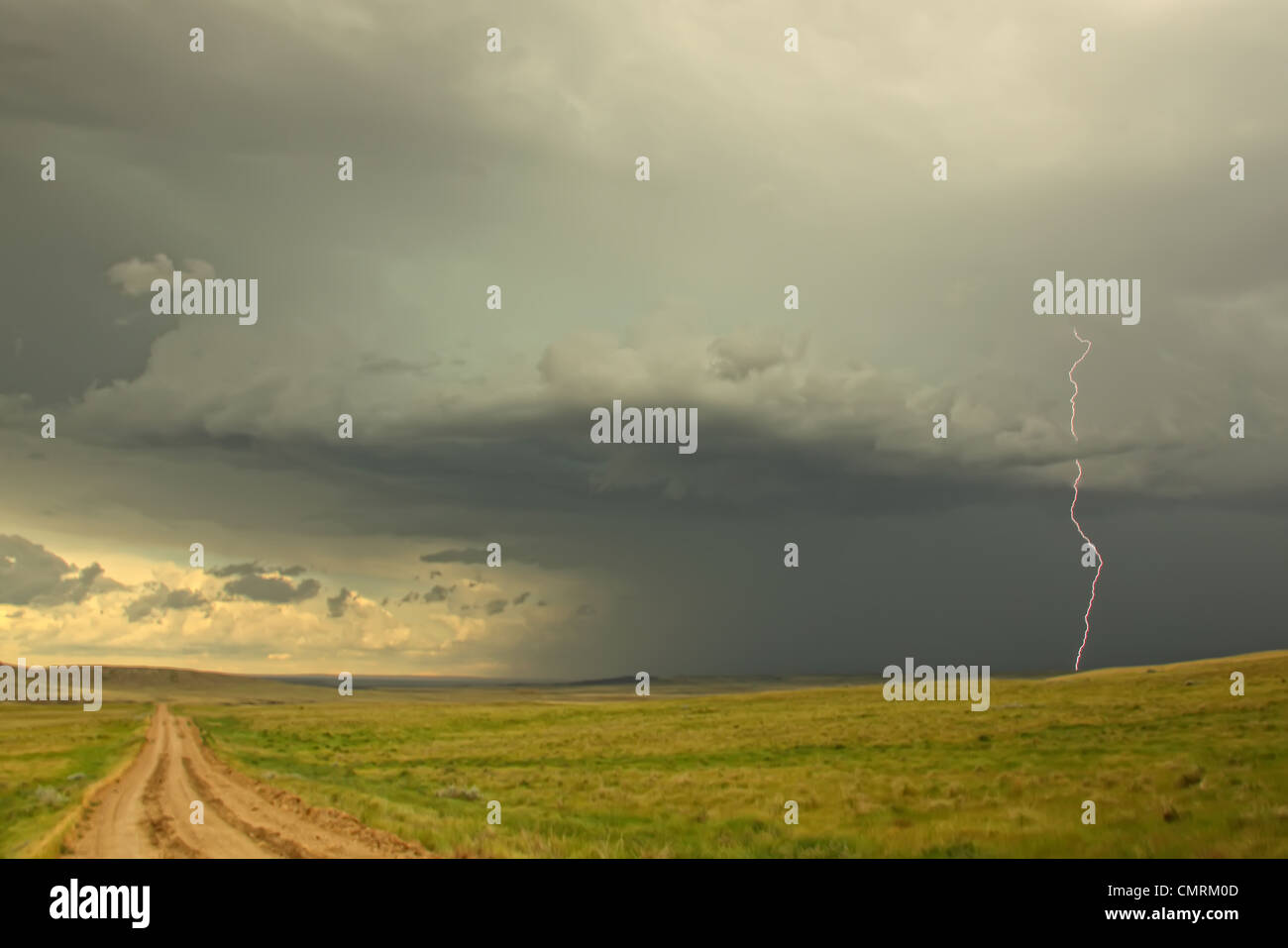 Digitally enhanced image with painterly effect of lightning striking in ...