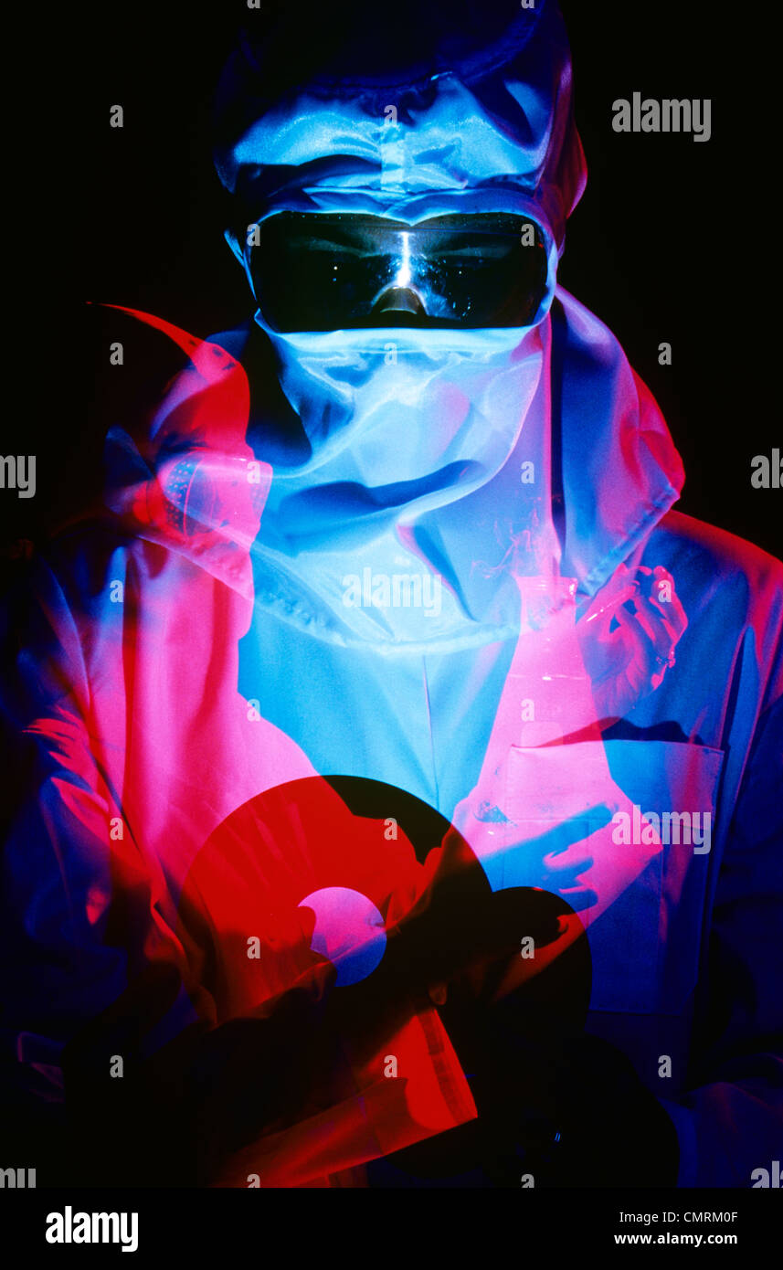 DOUBLE EXPOSURE OF LAB WORKER IN CLEAN ROOM GEAR Stock Photo - Alamy