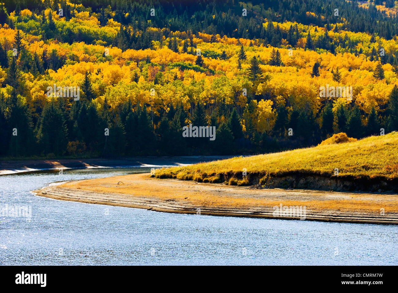 Reesor Lake and fall colours, Cypress Hills Interprovincial Park ...