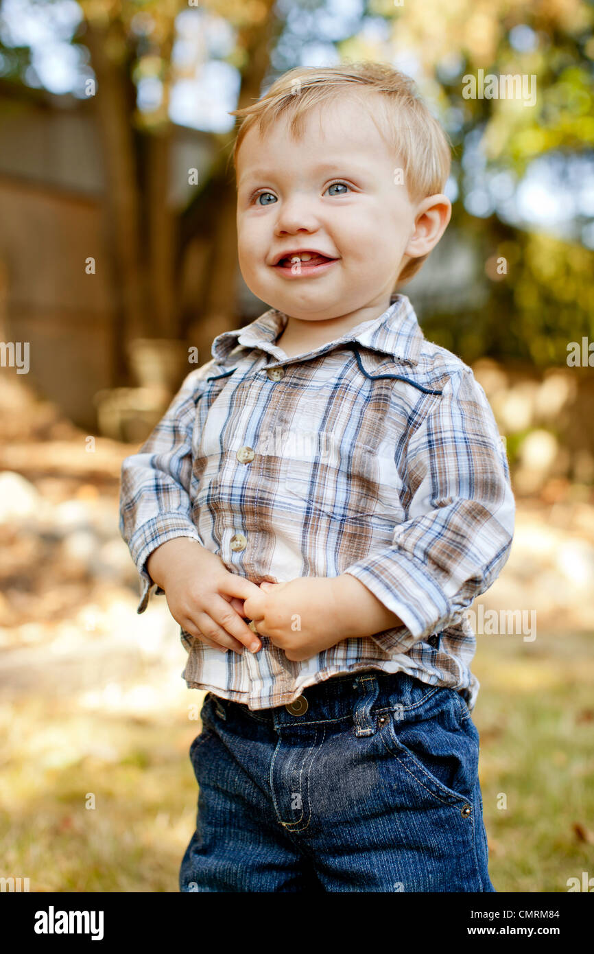 Smiling Caucasian boy Stock Photo - Alamy