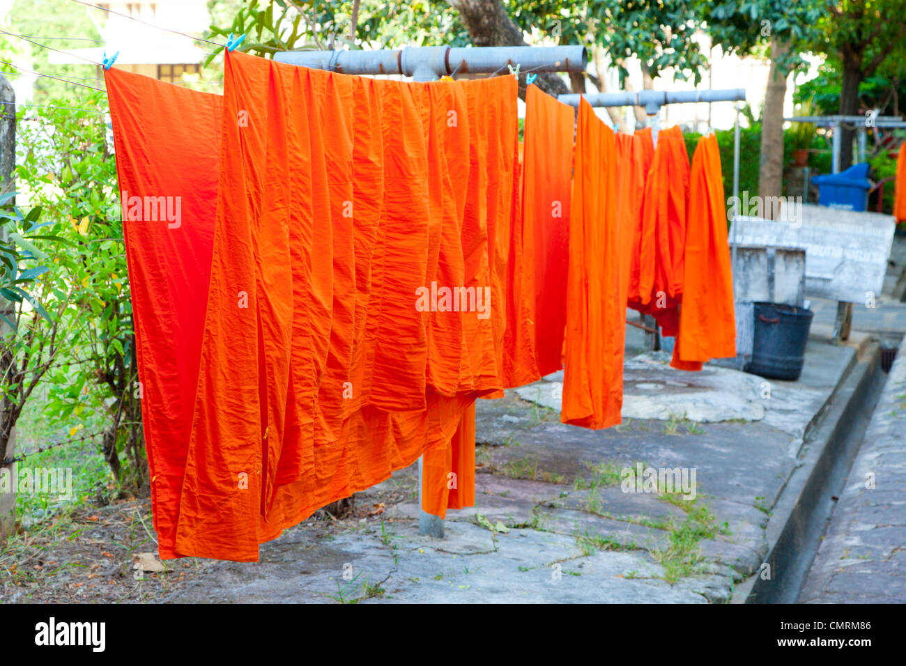 Buddhist monks laundry Stock Photo - Alamy