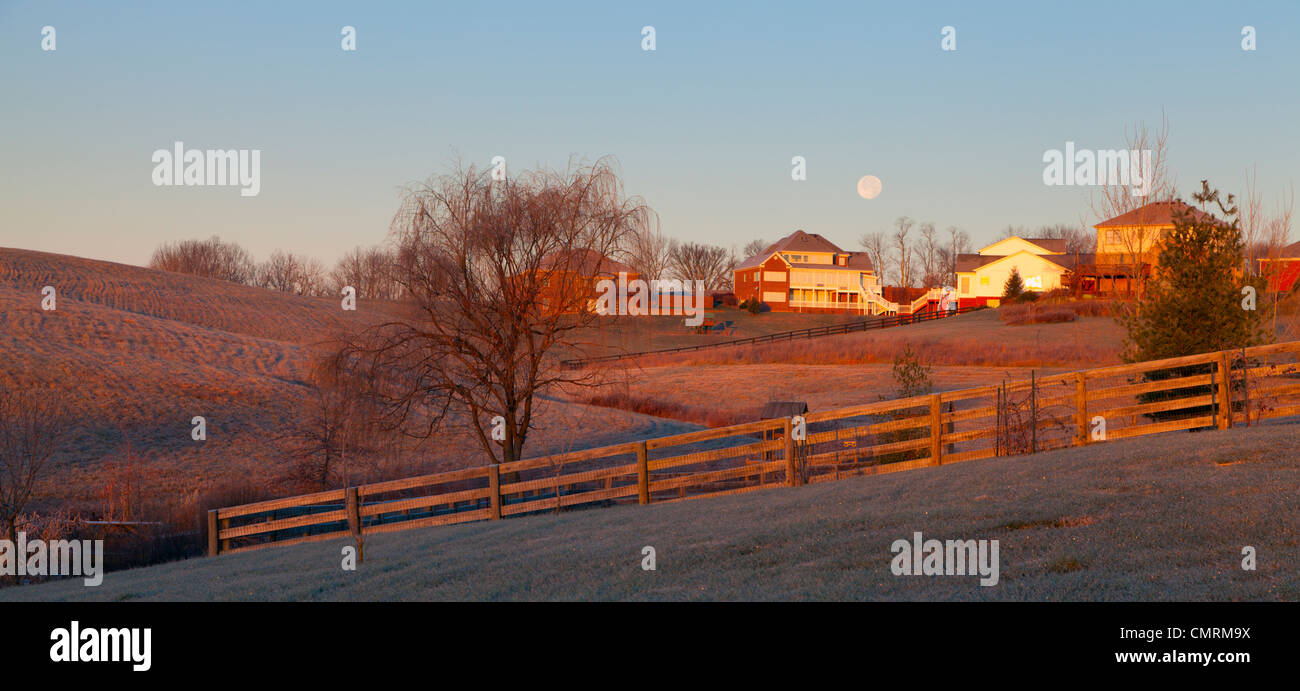Moonset on sunrise Stock Photo - Alamy