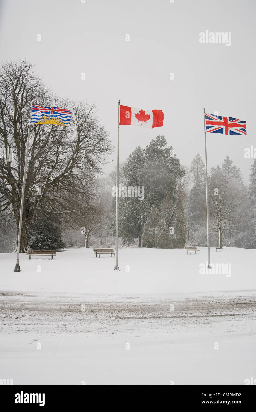 Snowy Flags, Stanley Park, Vancouver, British Columbia Stock Photo - Alamy