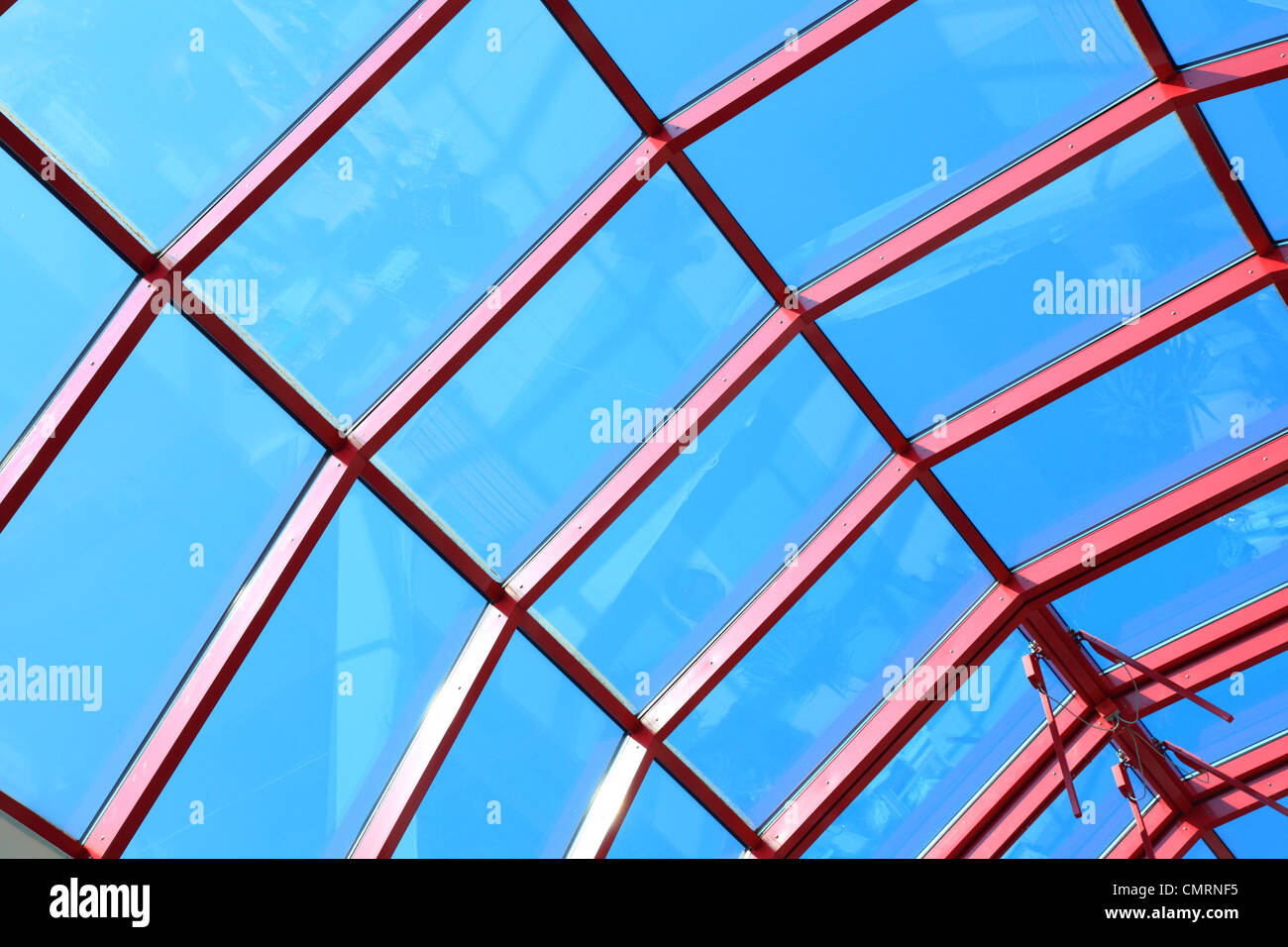 The glass roof structure, blue sky Stock Photo - Alamy