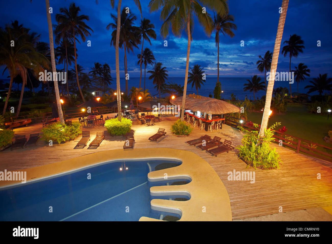 Foot shaped pool at crusoes retreat at dusk hi-res stock photography ...