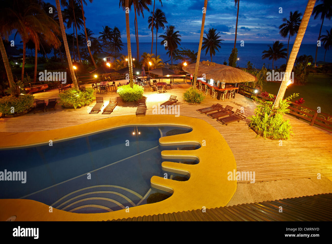 Foot shaped pool at crusoes retreat at dusk hi-res stock photography ...