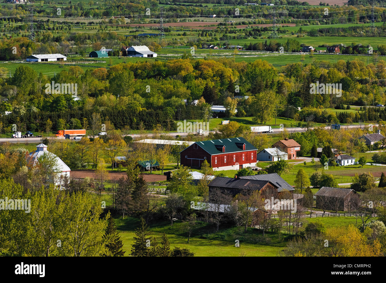 Highway 401 in Halton Hills along the Niagara Escarpment near Milton ...