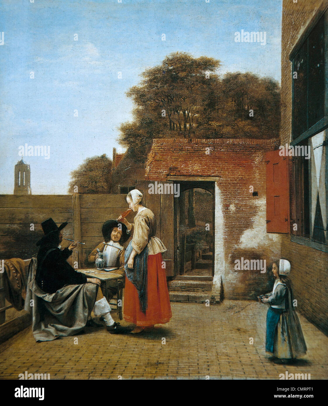 Two Soldiers and a Woman Drinking in a Courtyard, Pieter de Hooch ...