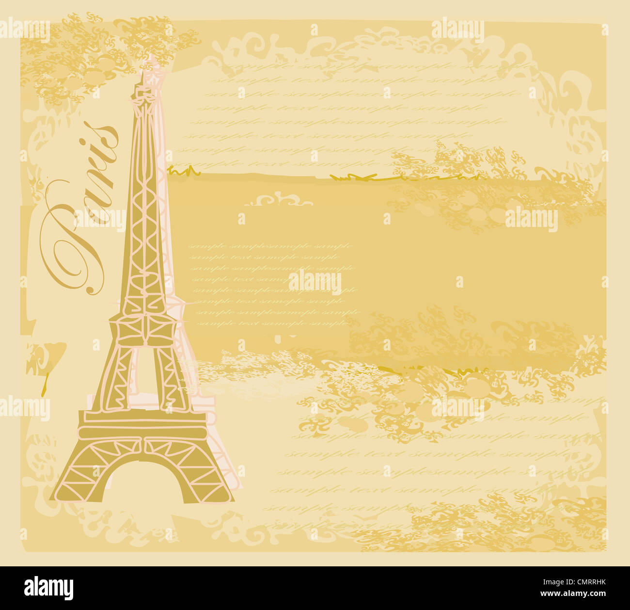 vintage retro Eiffel in Paris card Stock Photo - Alamy
