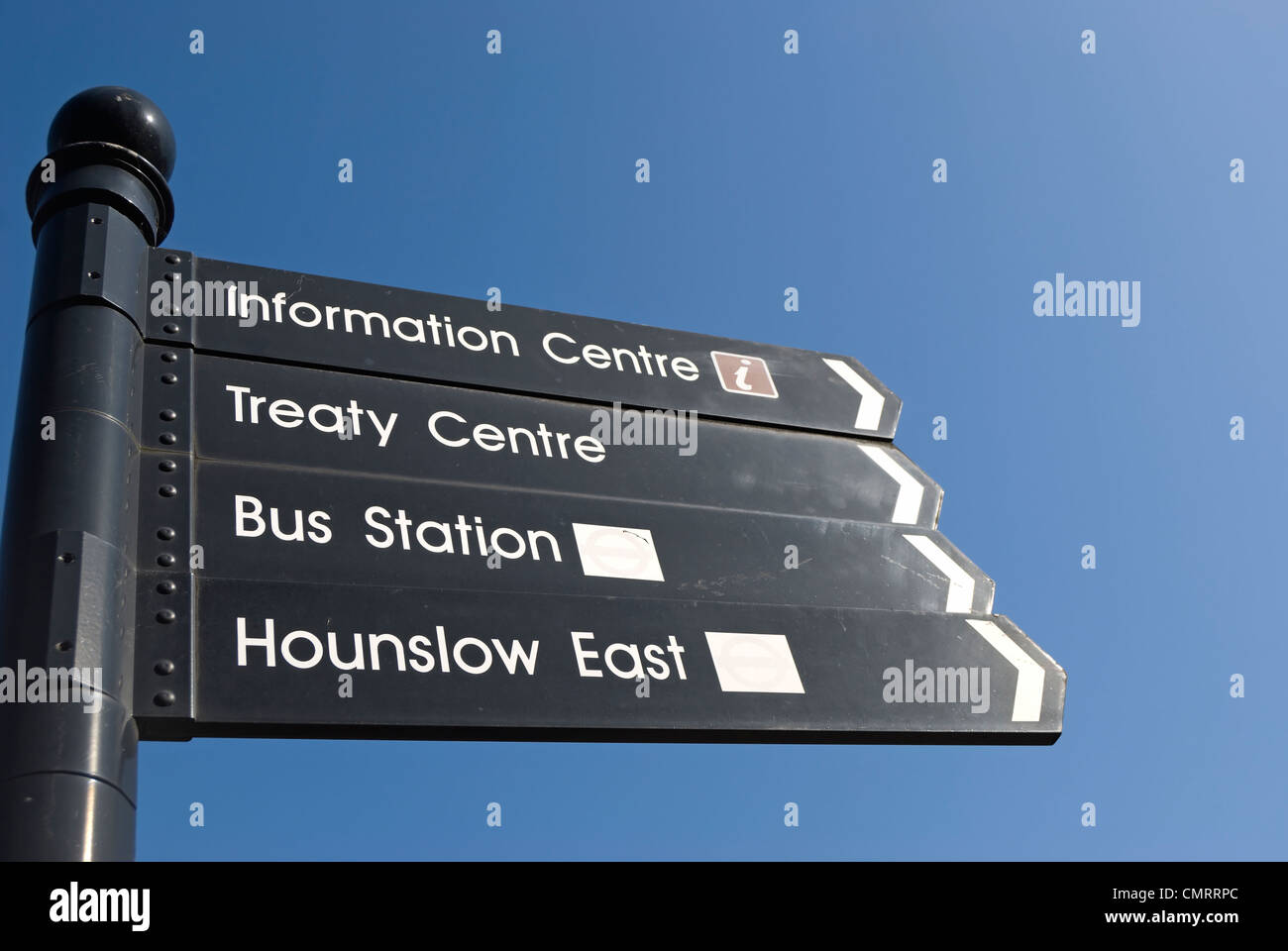 right pointing sign giving directions in hounslow, middlesex, england ...